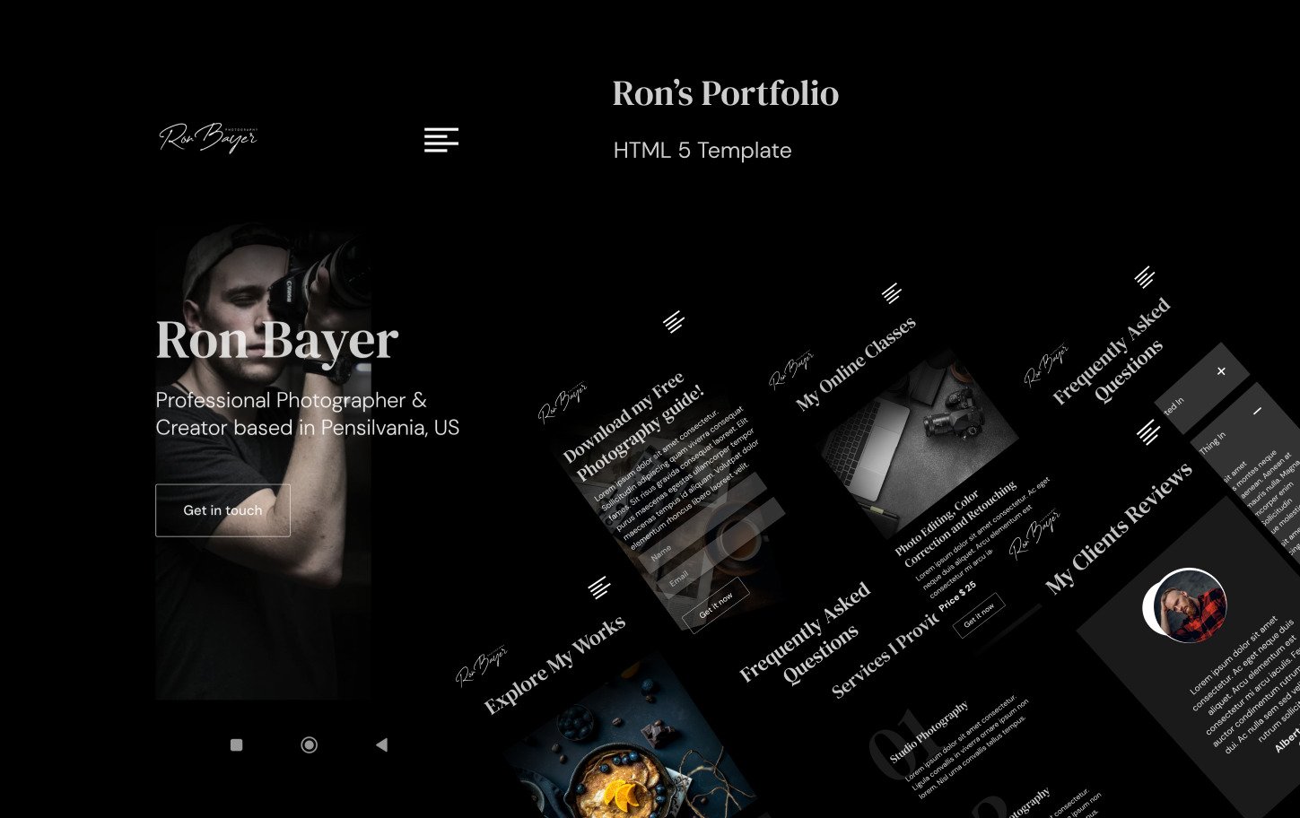 Ron's Portfolio - Photographer Portfolio HTML5 Template