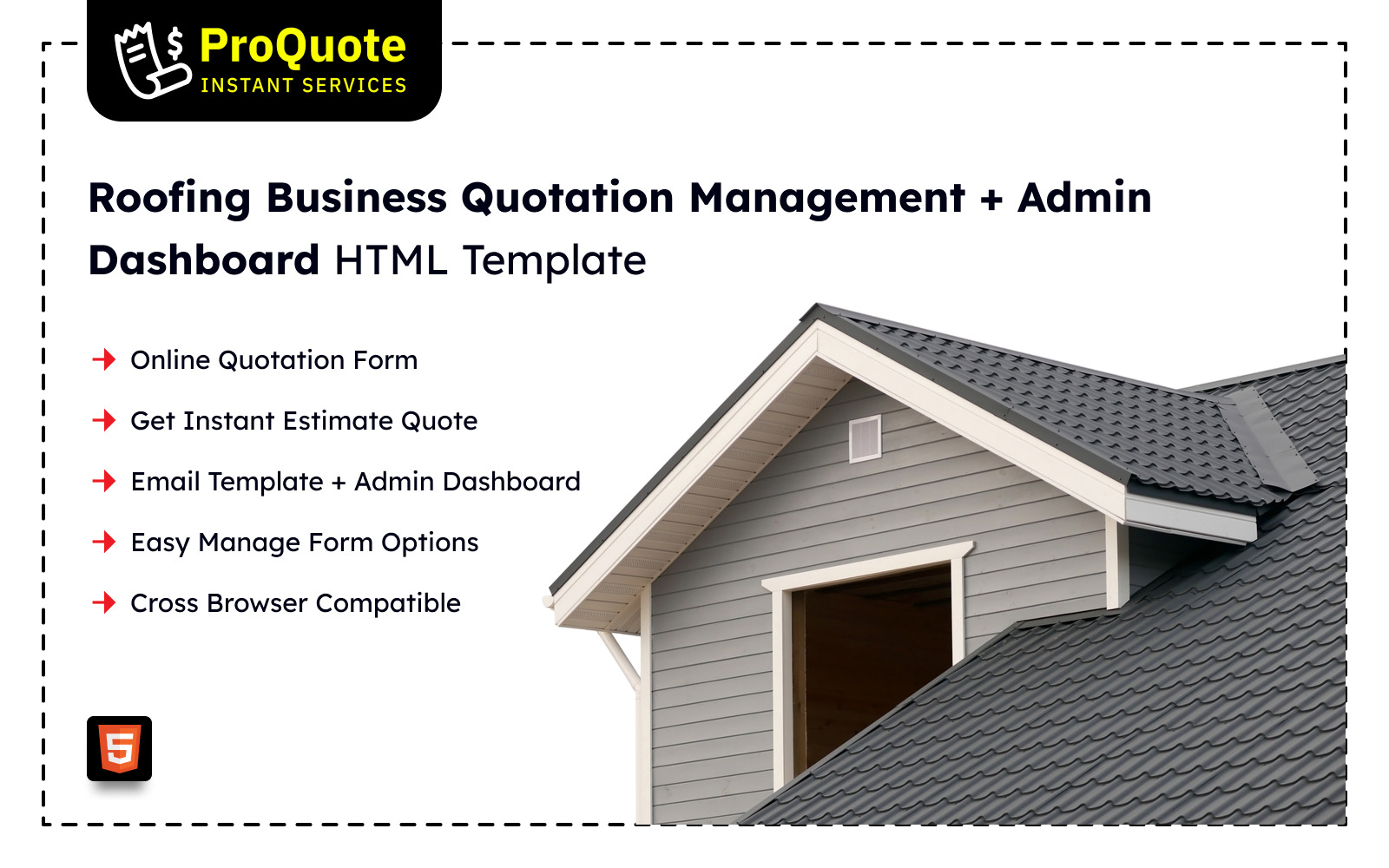Roofing Business Quotation Request HTML Form + Admin Dashboard + Email ...