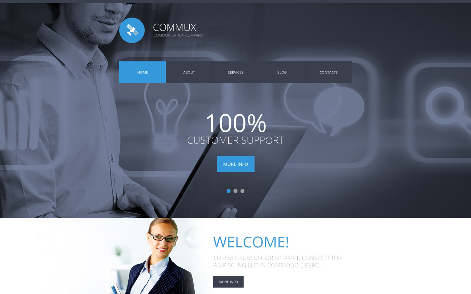 Communications Responsive Website Template - TemplateMonster