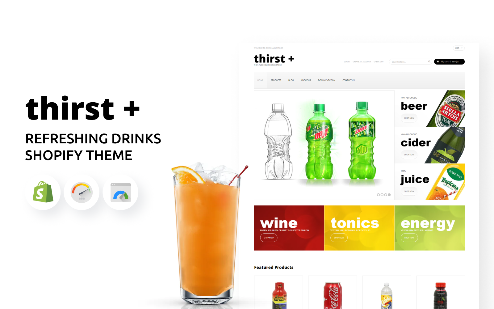 Refreshing Drinks Store Shopify Theme - TemplateMonster