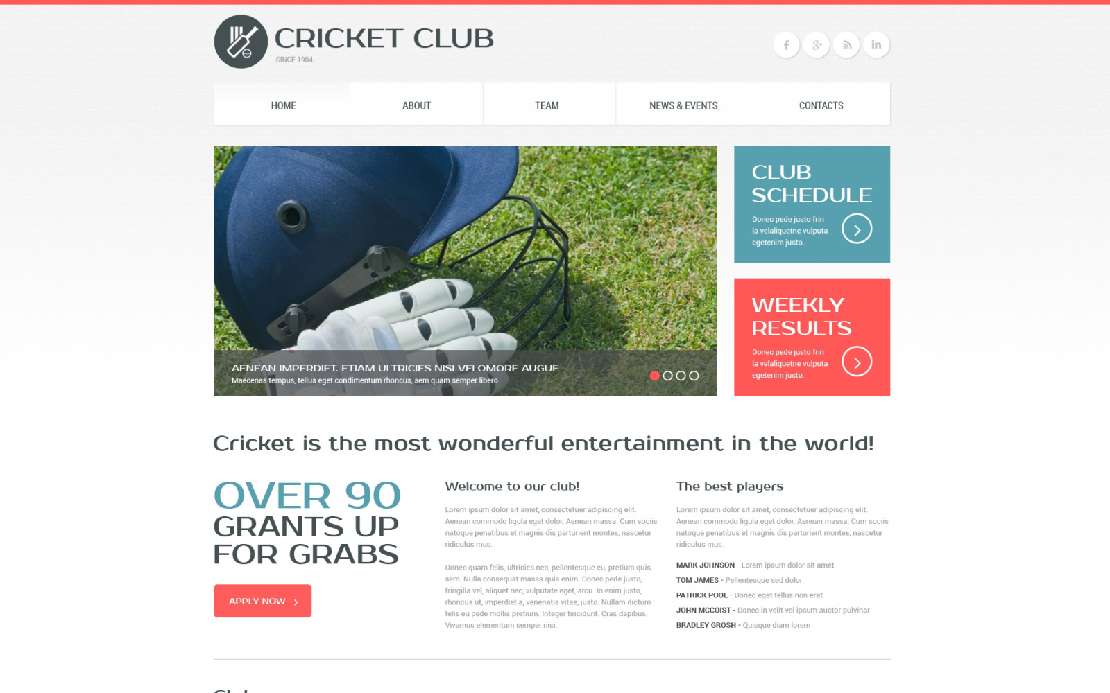 Cricket Responsive Website Template #51015 - TemplateMonster