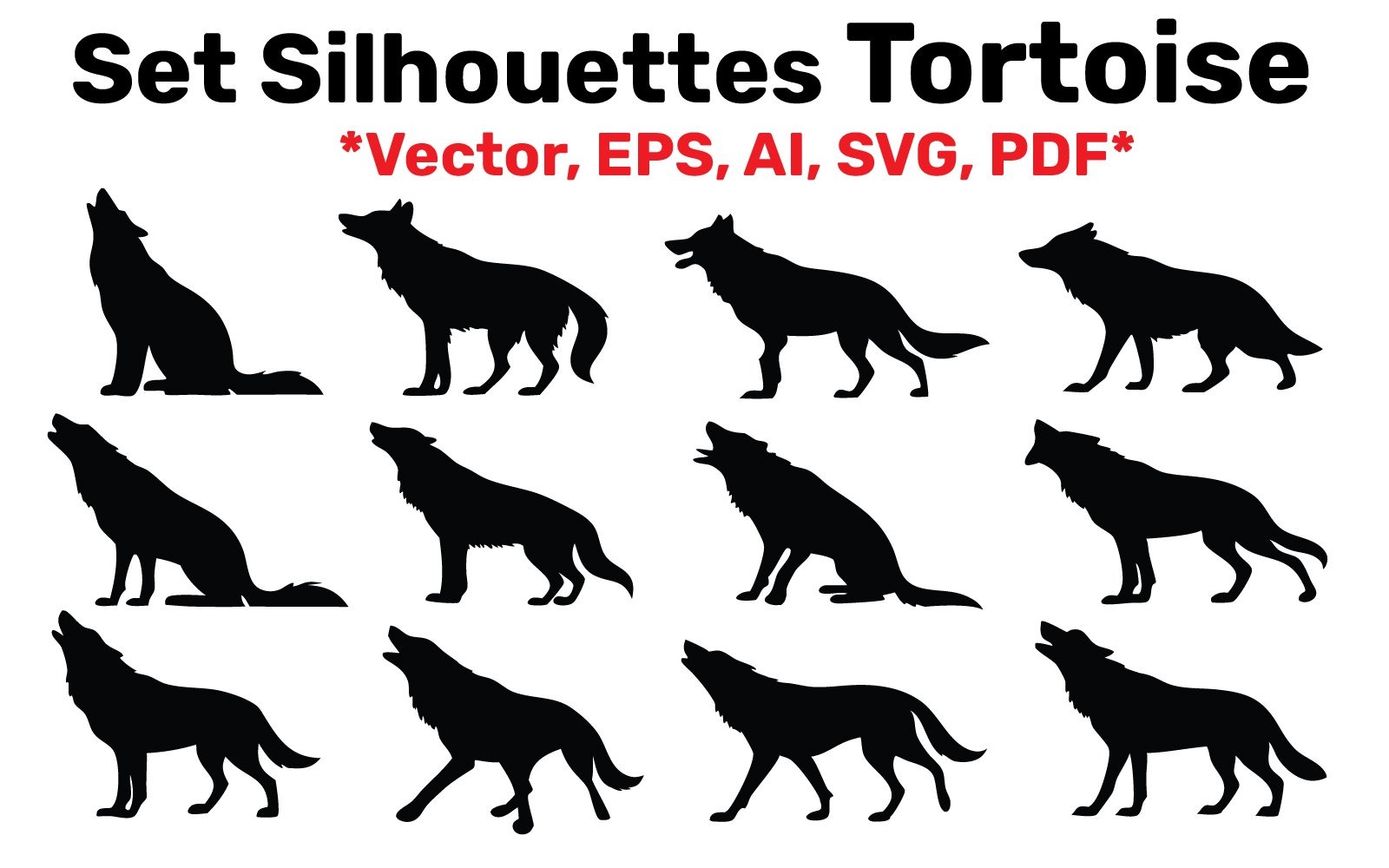 Set Silhouettes wolf different poses, Vector, Easy to Edit isolated on ...