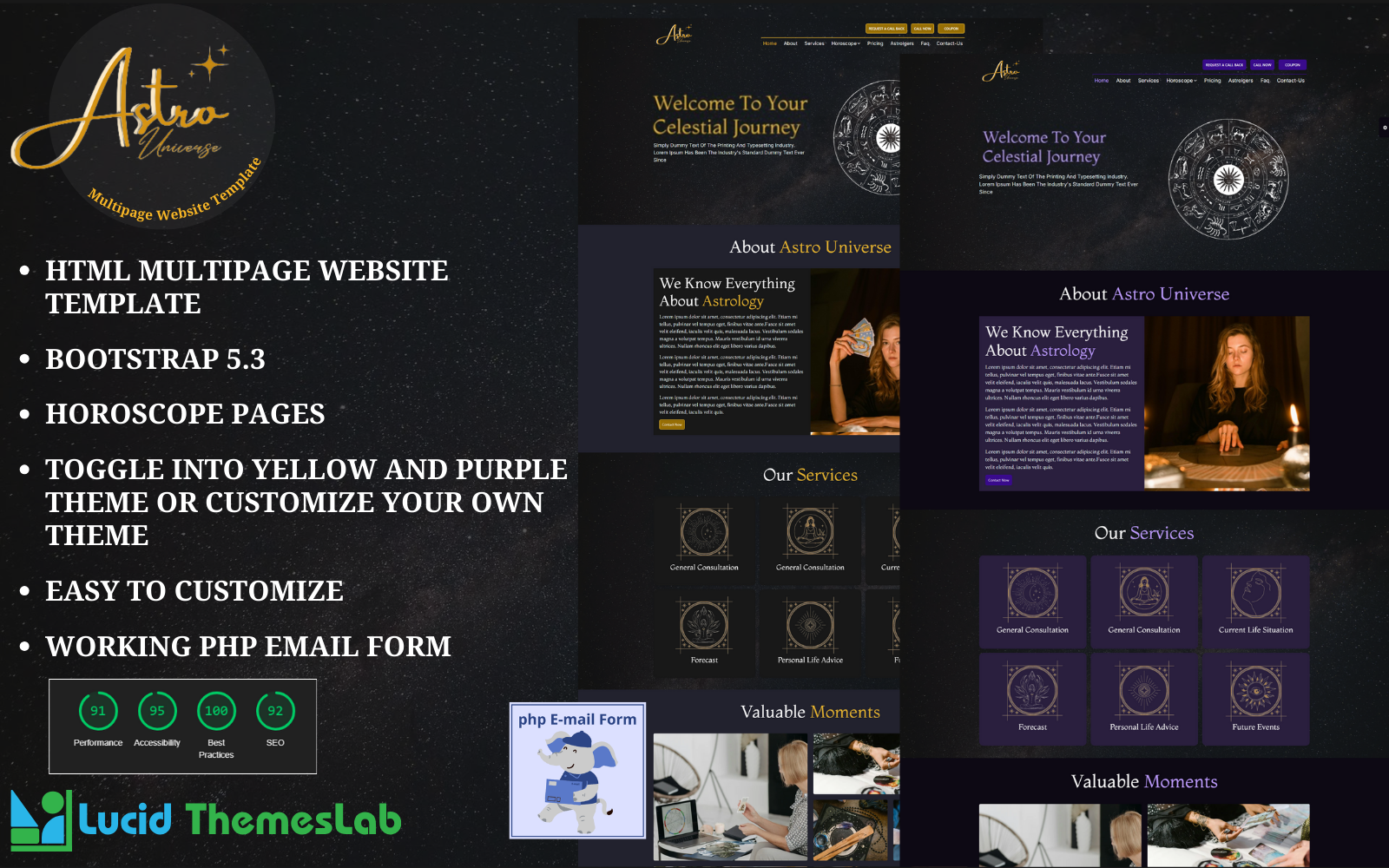Astro Universe Multipage Template For Astrologers And Future Tellers