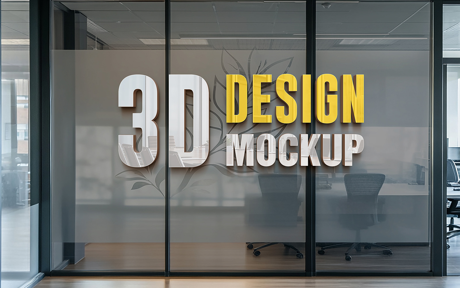 New 3d Glass Wall Logo Mockup in a Modern Office Space Glass Wall ...