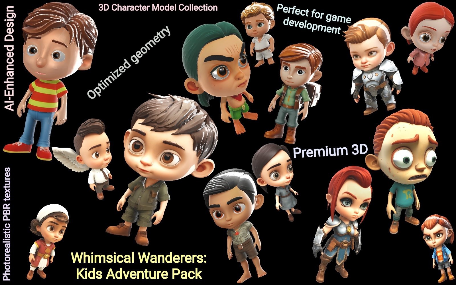 Whimsical Wanderers: Kids Adventure Pack 3D Model