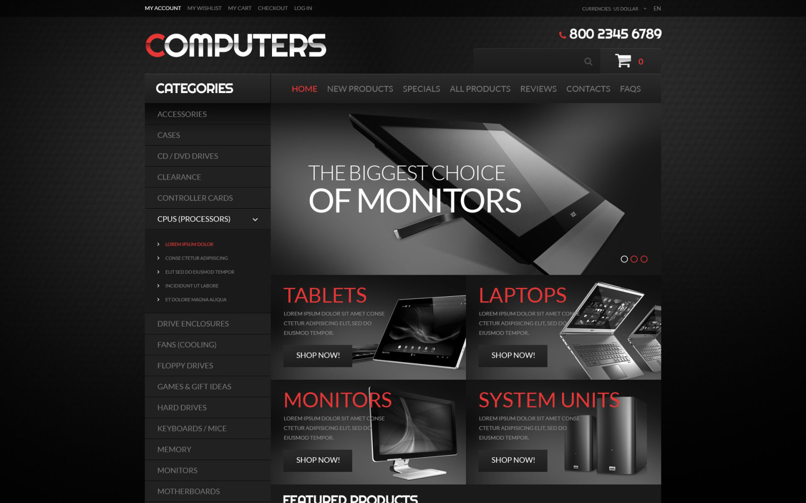 Computer Hardware ZenCart Template #51350 - TemplateMonster