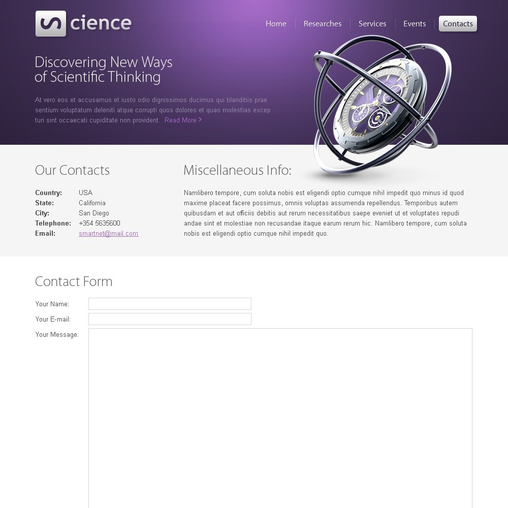 Free Science HTML5 Template Website Template