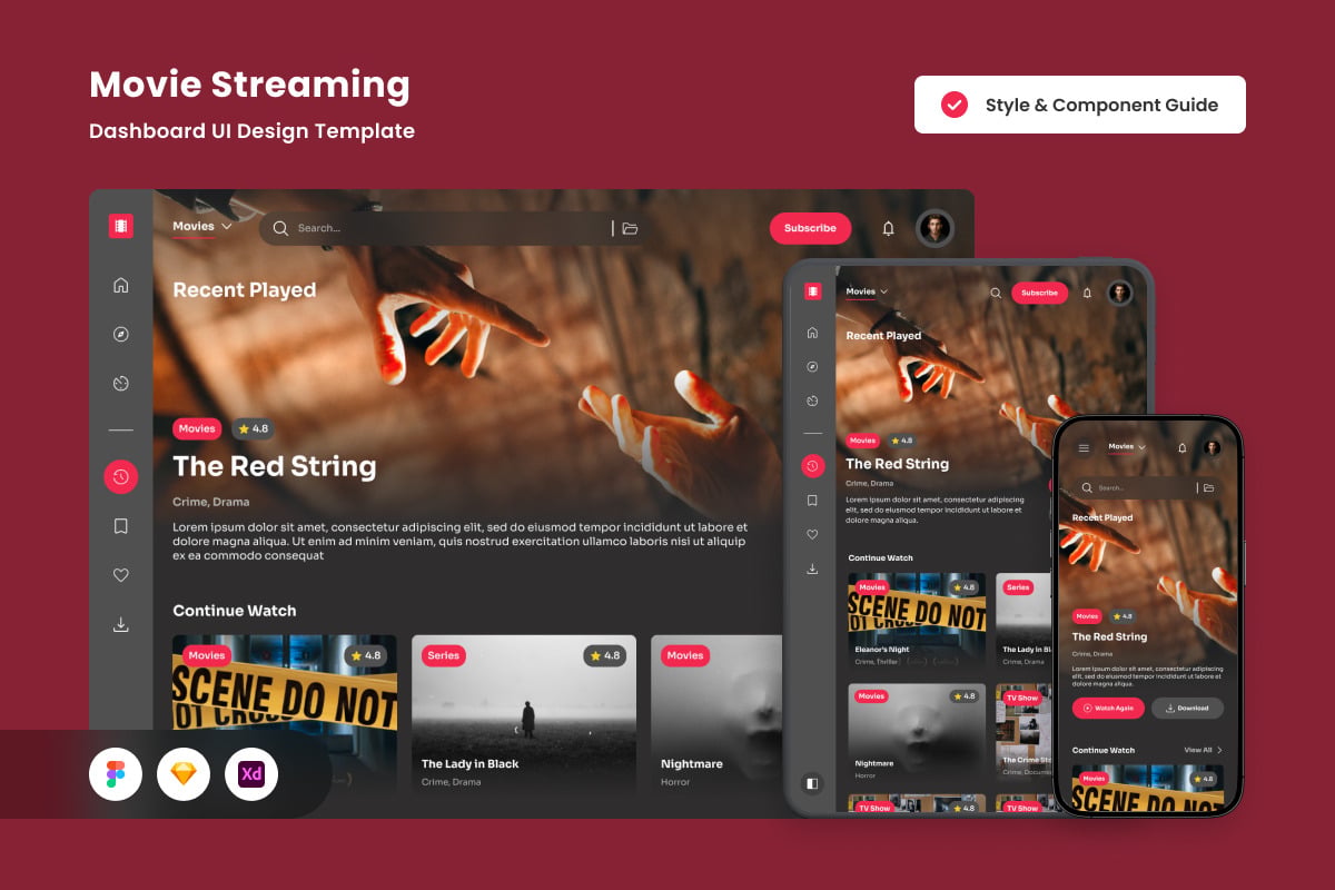 Movie Streaming UI Dashboard Design Template
