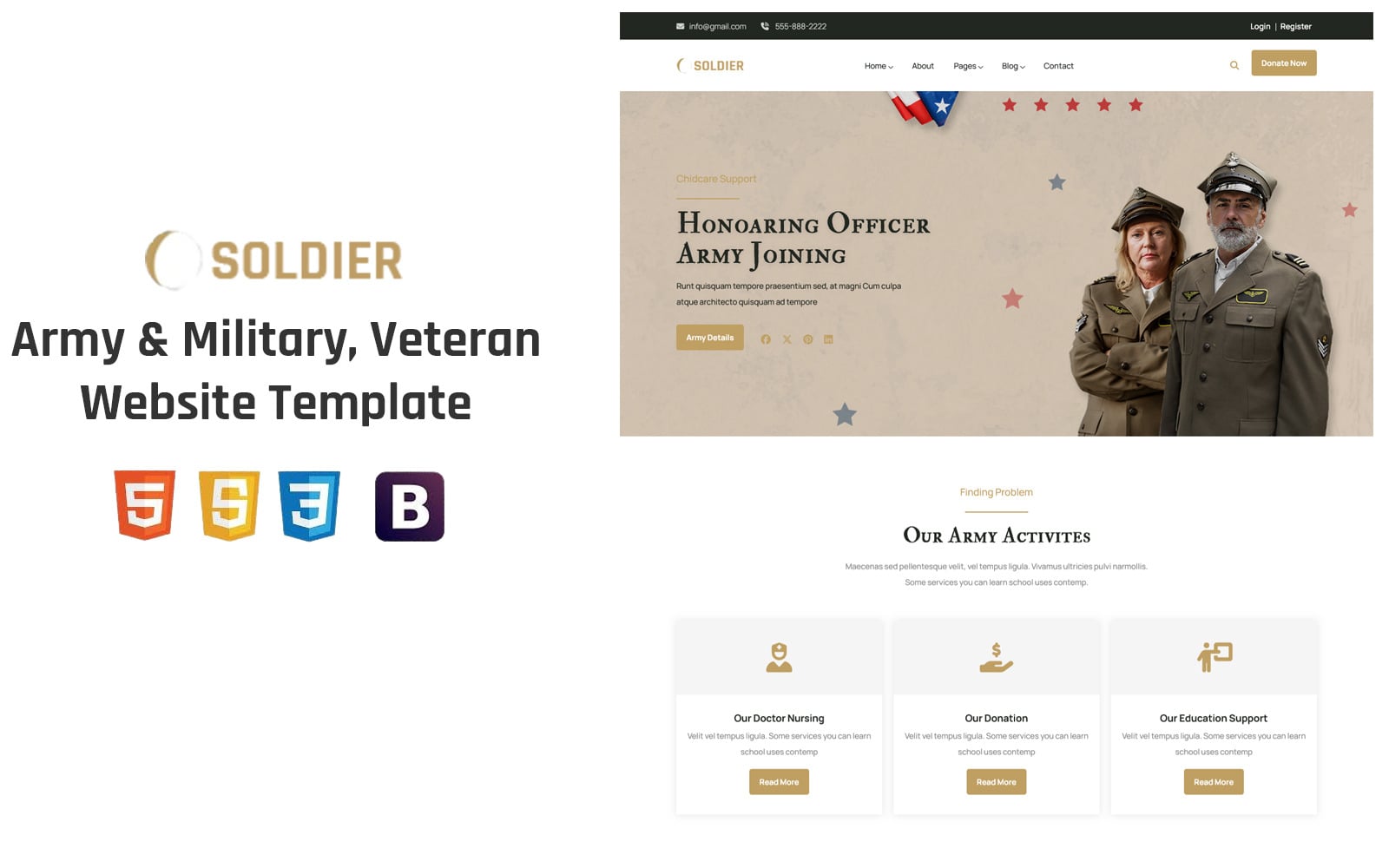 Soldier - Army & Military,Veteran Website Template