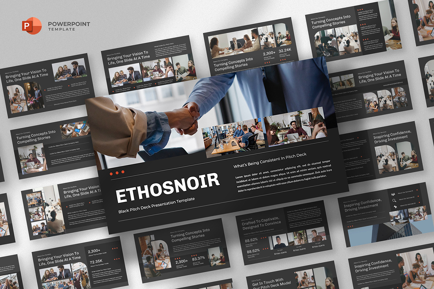 Ethosnoir - Black Pitch Deck Powerpoint Template