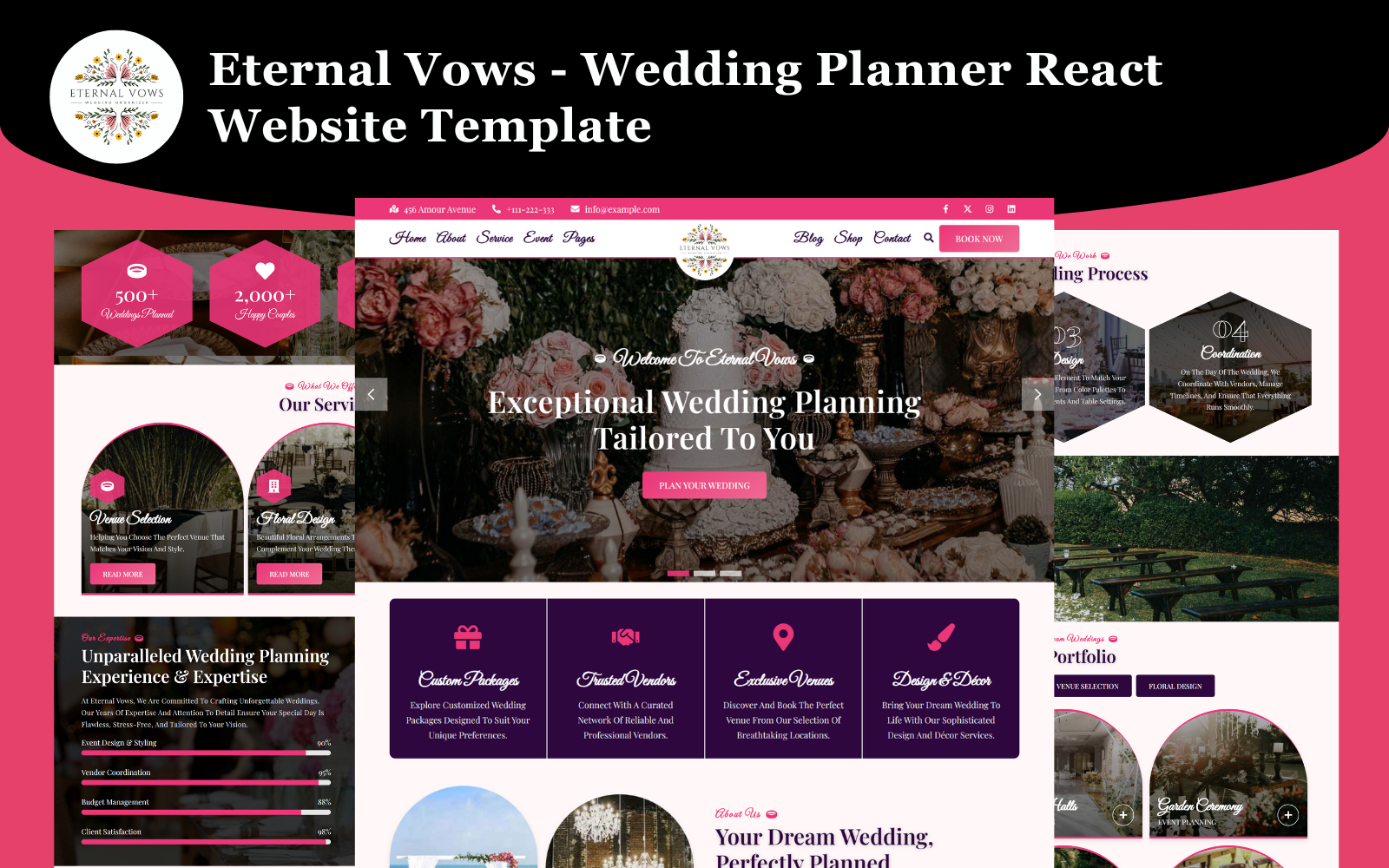Eternal Vows - Wedding Planner React Website Template