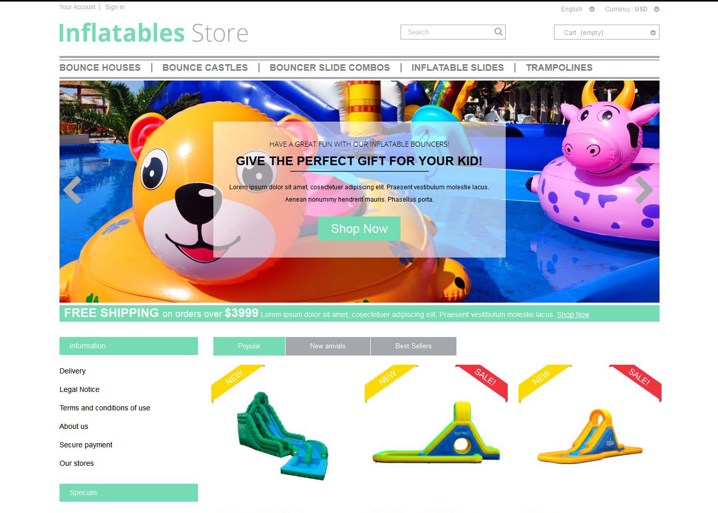 Inflatables PrestaShop Theme #52149 - TemplateMonster