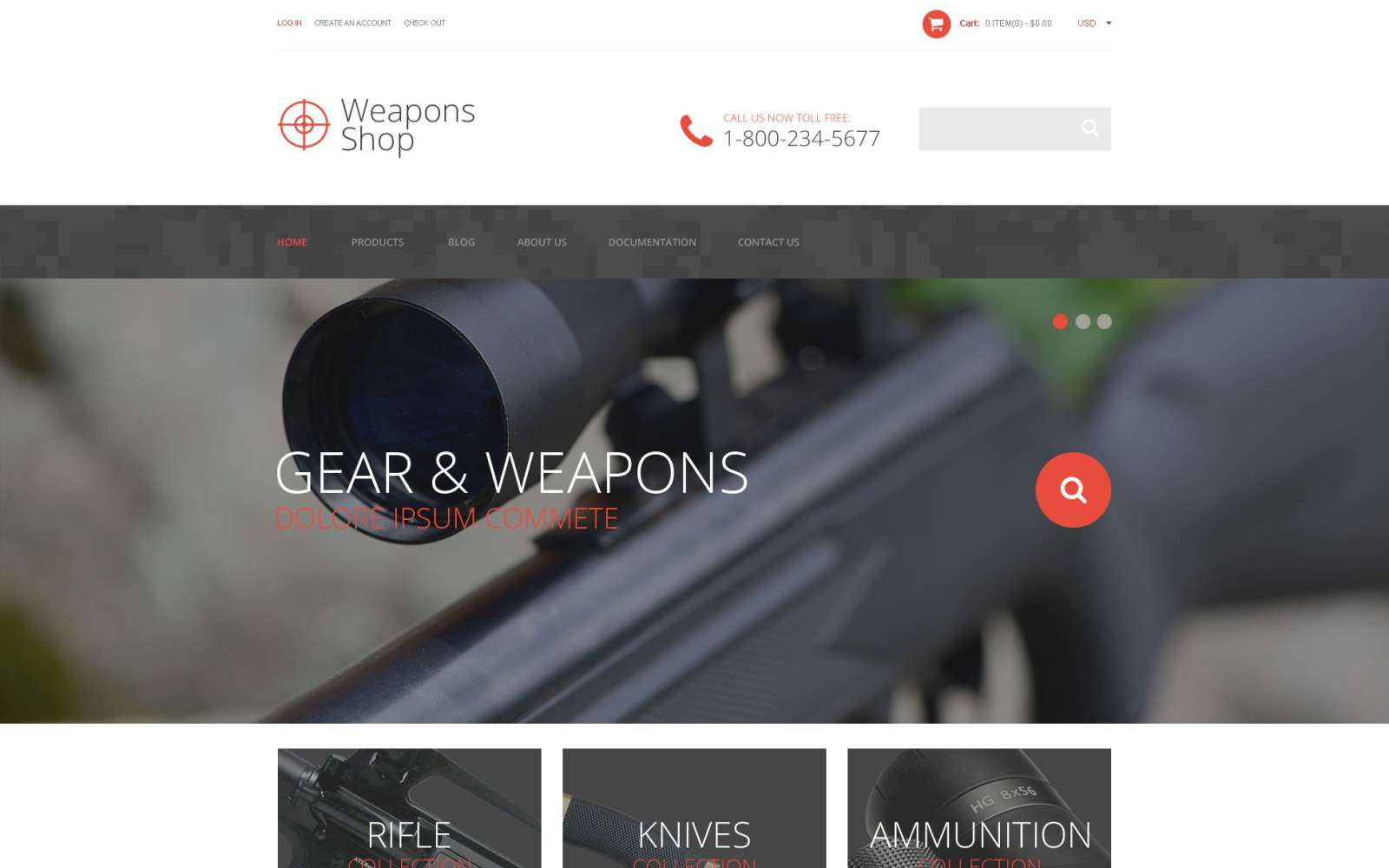 Weapon Shop Shopify Theme #52385 - TemplateMonster