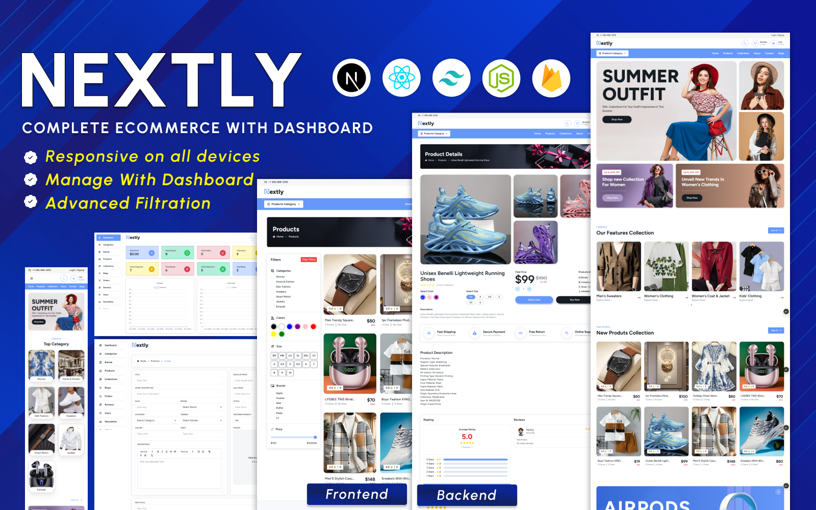 Nextly Ecommerce Website Templates With Admin Dashboard Reactnext Js Tailwind Css Firebase