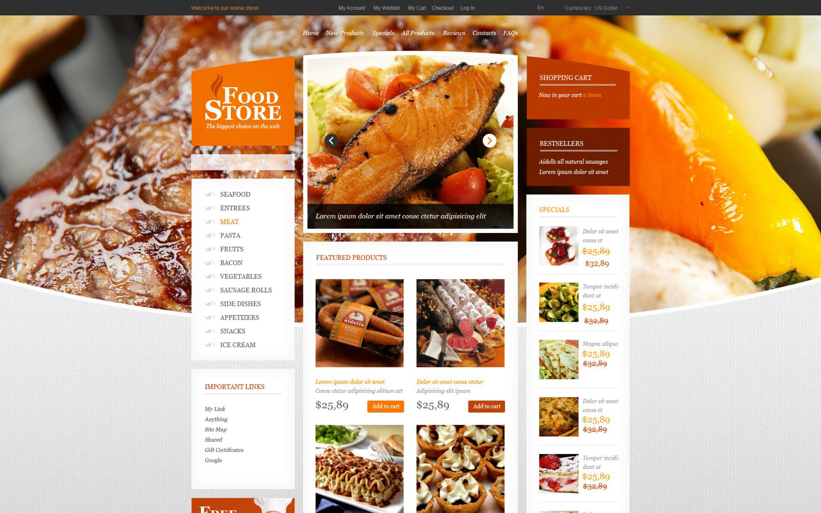 Food Store ZenCart Template #52462 - TemplateMonster
