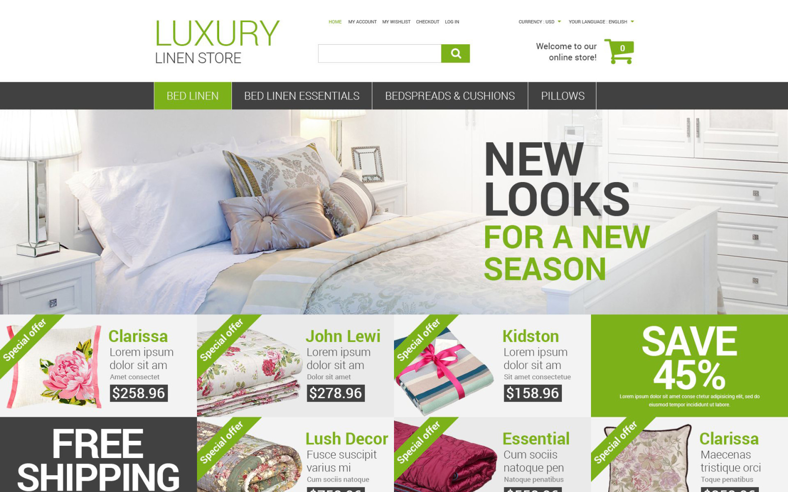 Luxury Linen Store Magento Theme #52810 - TemplateMonster