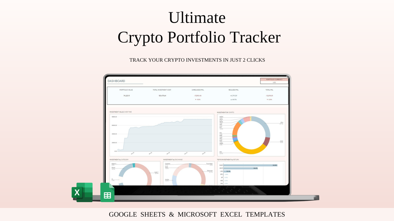 Cryptocurrency Investment Portfolio Tracker Spreadsheet for Excel and ...