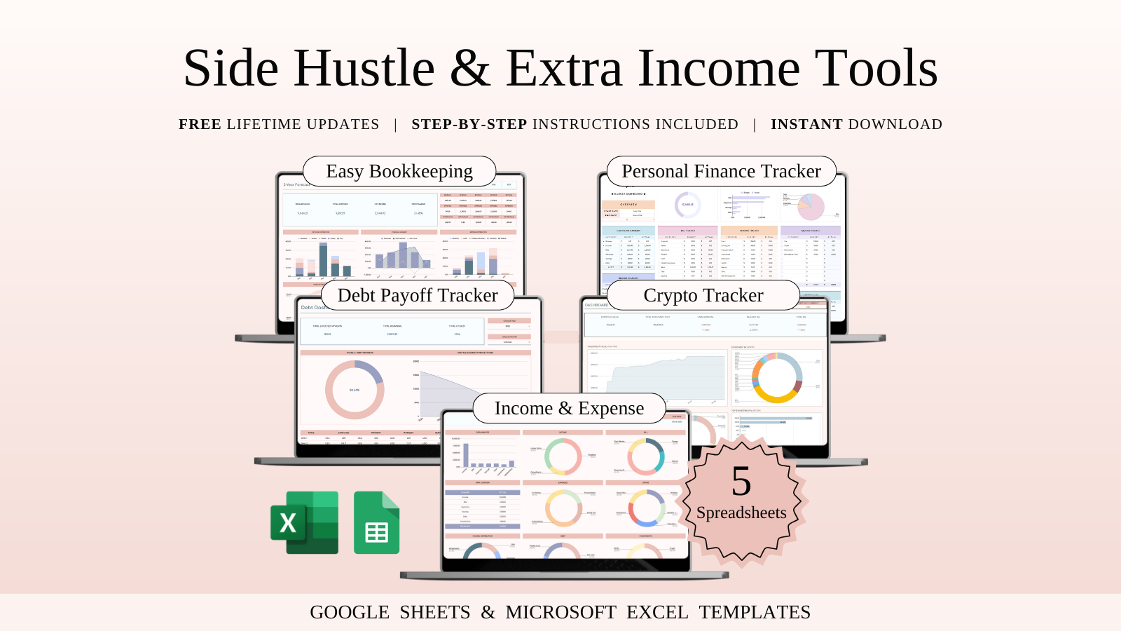Side Hustle and Extra Income Tools | Spreadsheet Templates Excel and ...