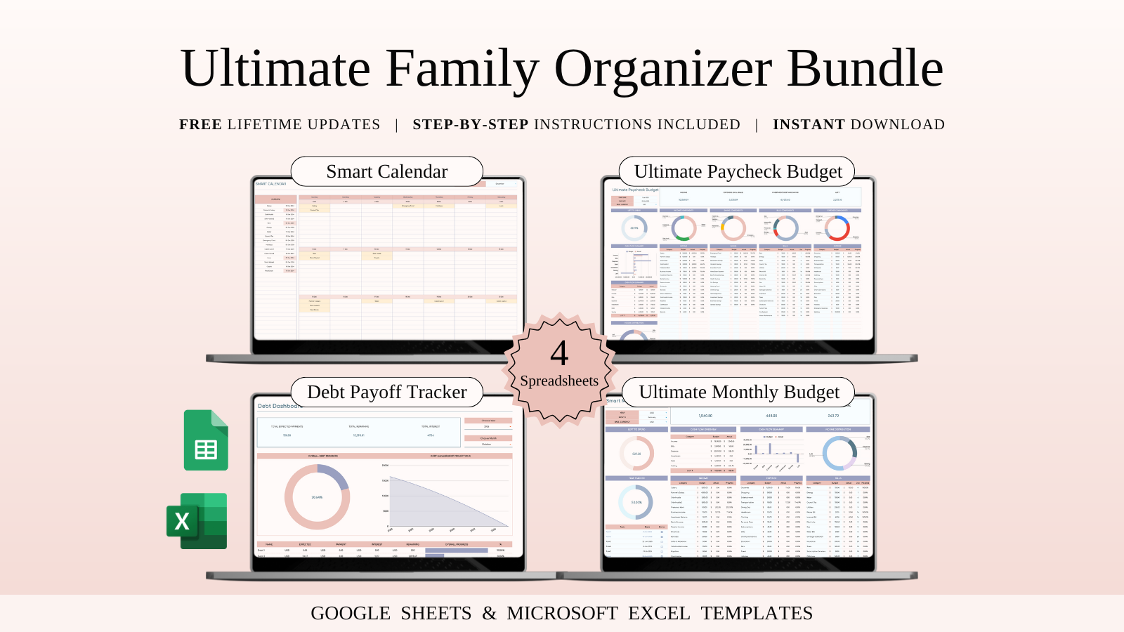 Ultimate Family Organizer Bundle | Spreadsheet Templates Excel and ...