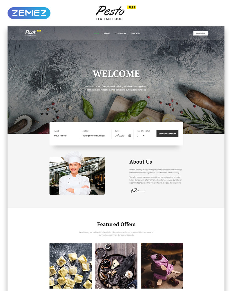 Cafe & Restaurant Free Website Templates Website Template