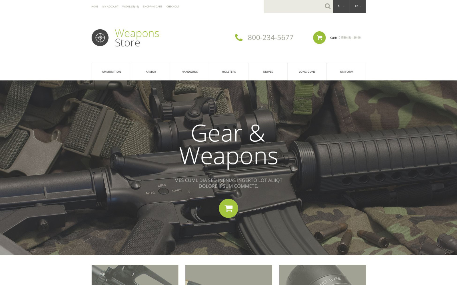Weapons Collection OpenCart Template - TemplateMonster