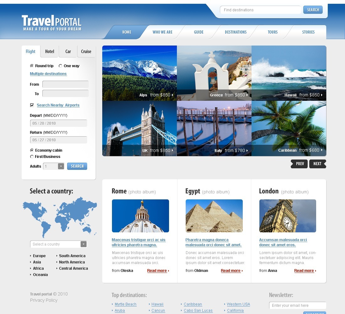 Travel Guide PSD Template #54112 - TemplateMonster