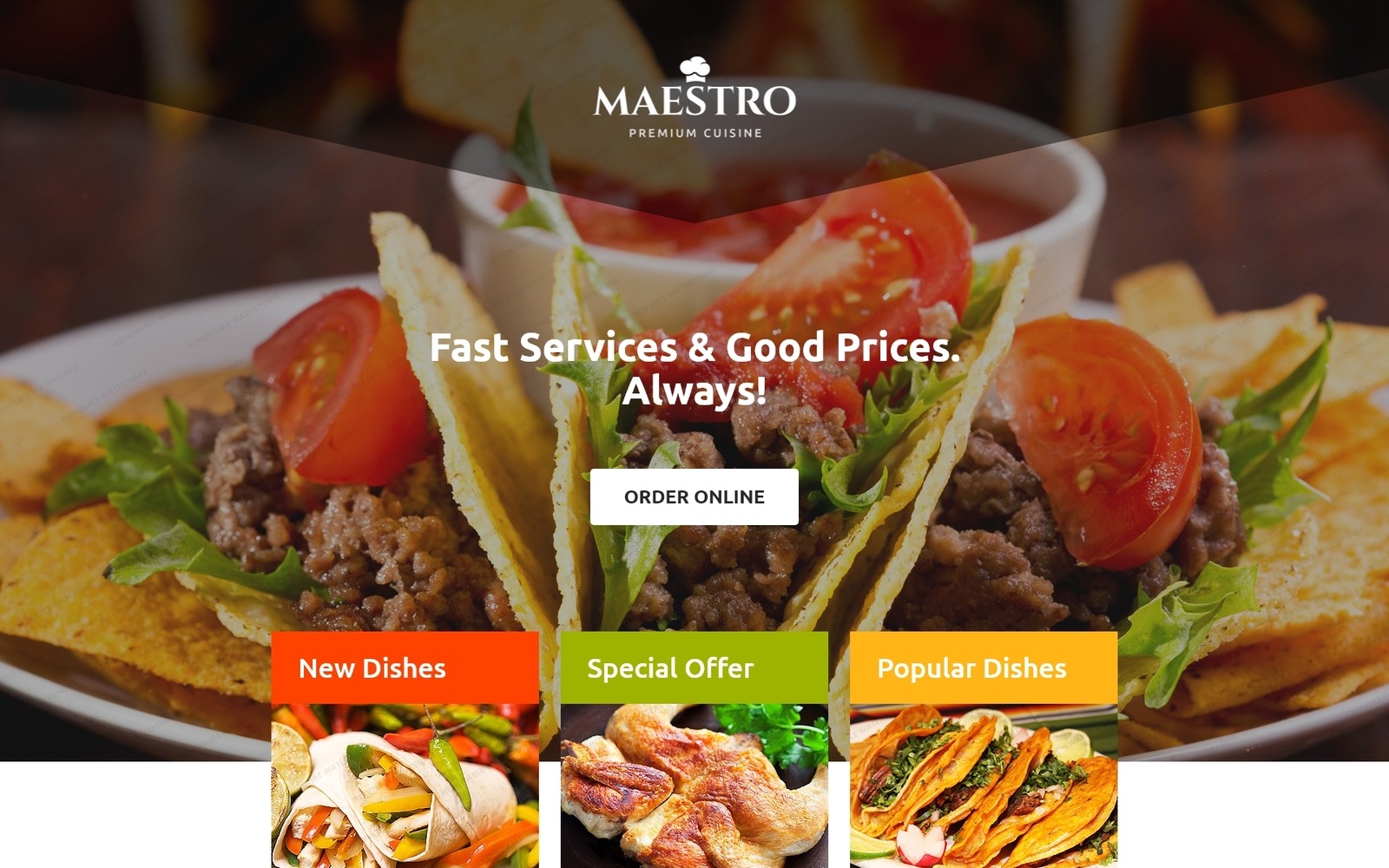 Cafe and Restaurant Responsive Landing Page Template