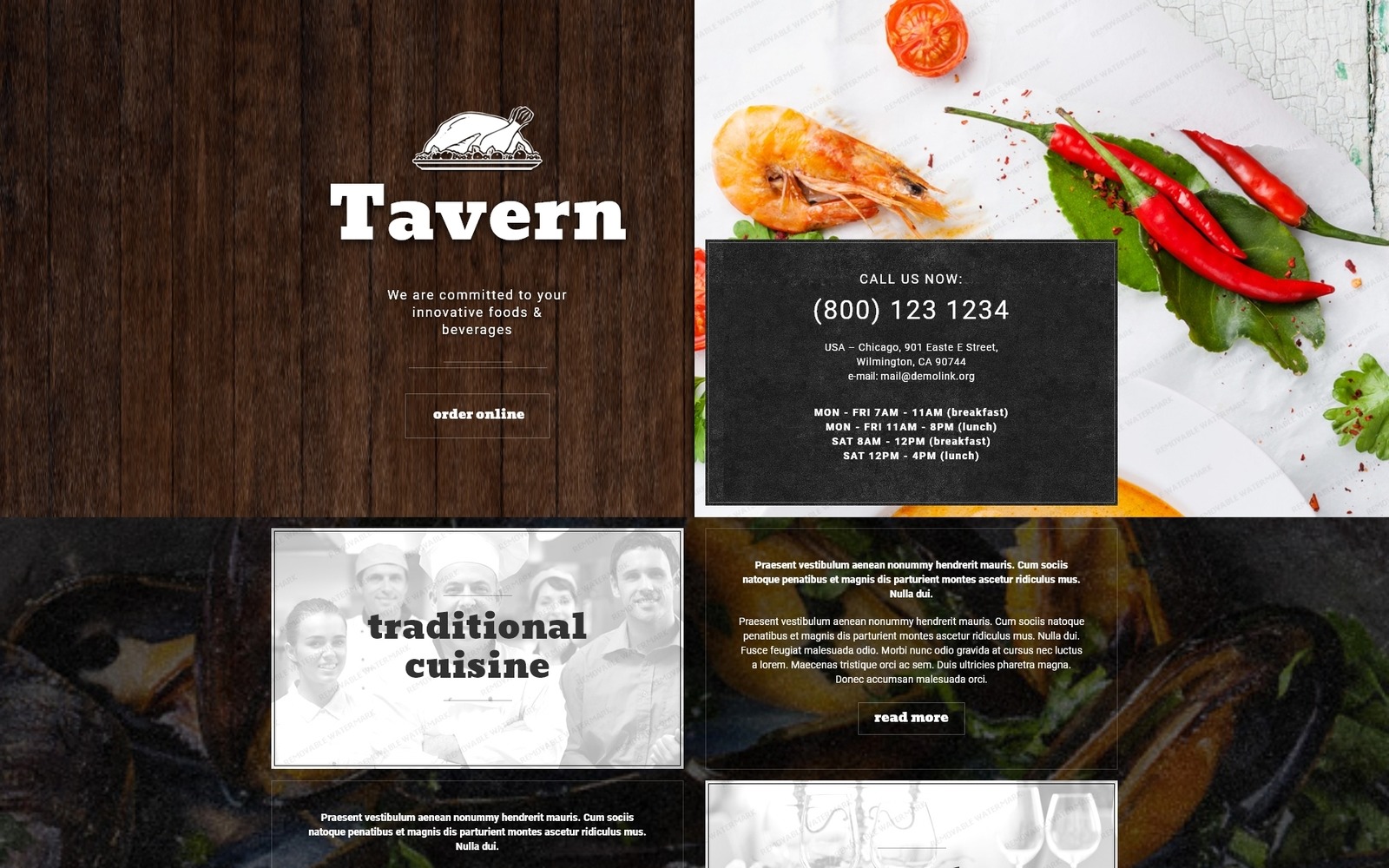 Cafe and Restaurant Responsive Landing Page Template