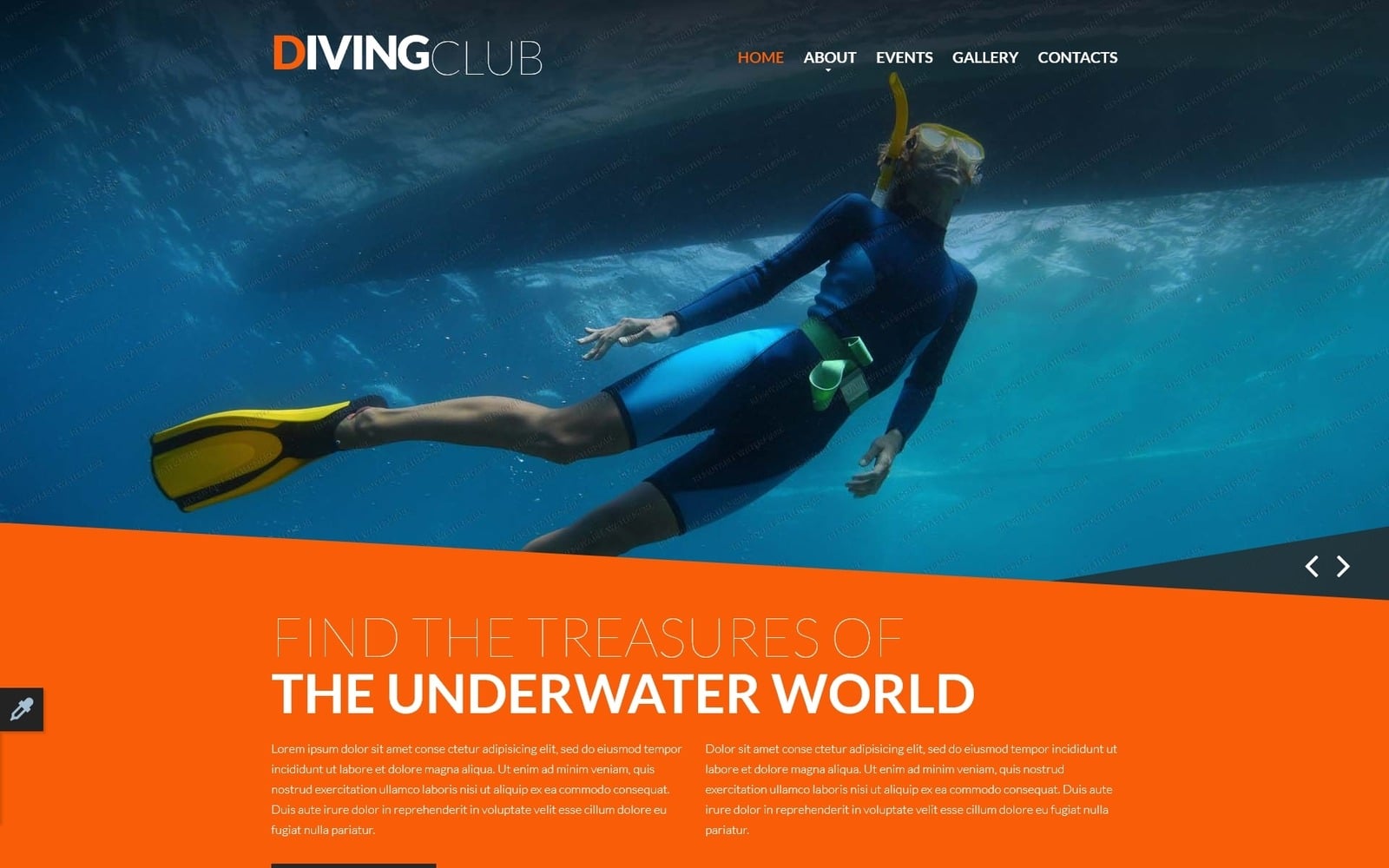 Diving Responsive Website Template #54702 - TemplateMonster