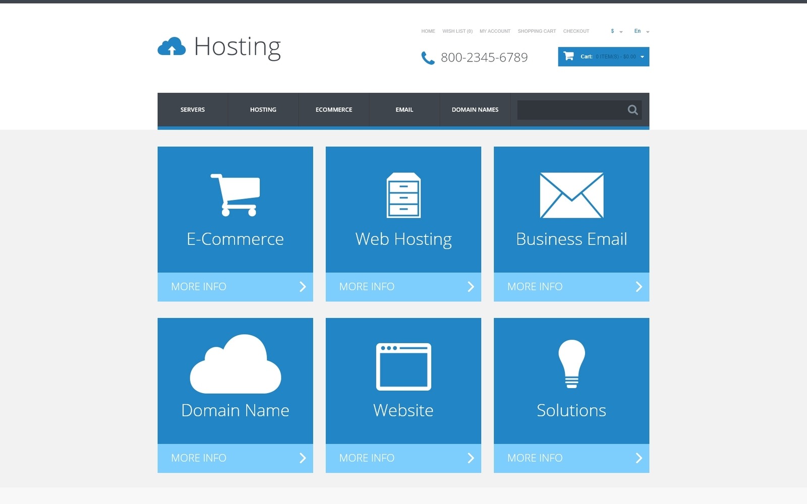 Hosting Responsive OpenCart Template - TemplateMonster
