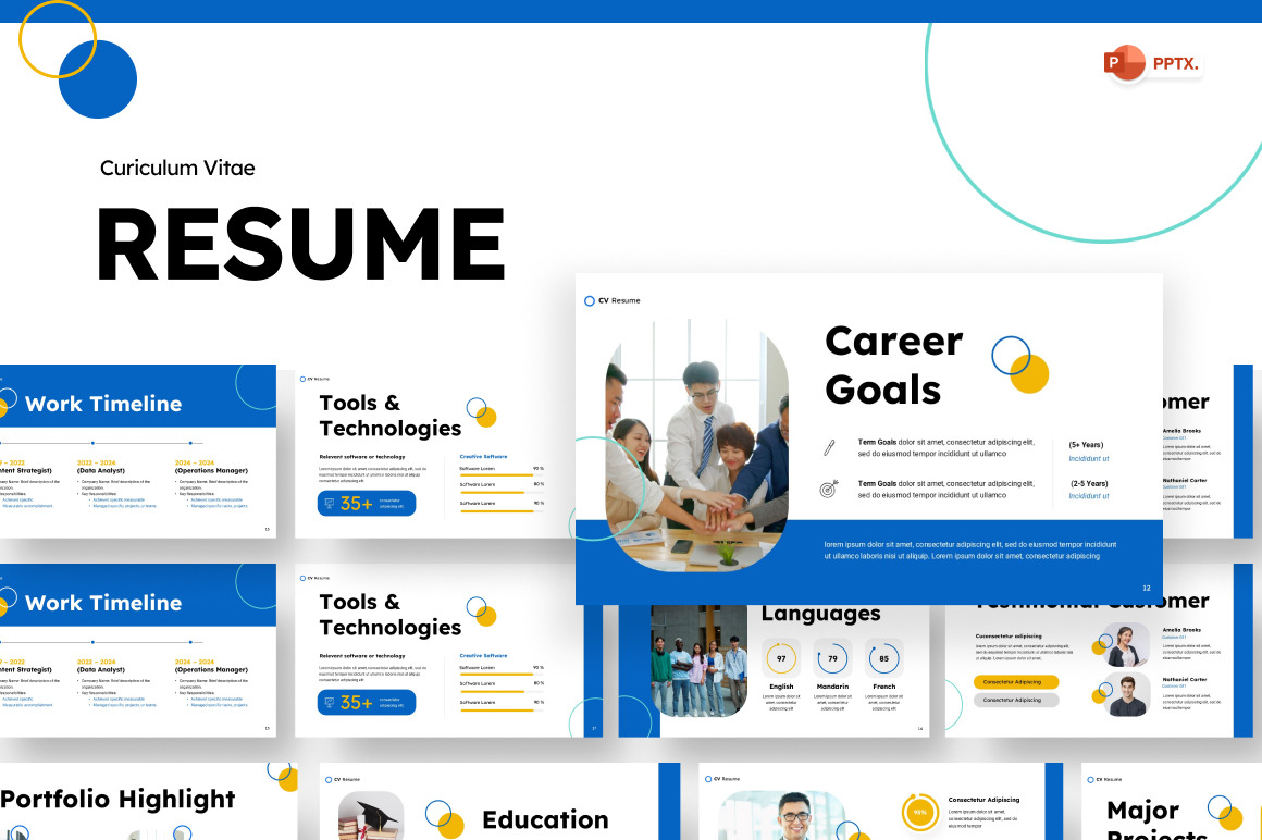 CV Resume PowerPoint Template #549953 - TemplateMonster