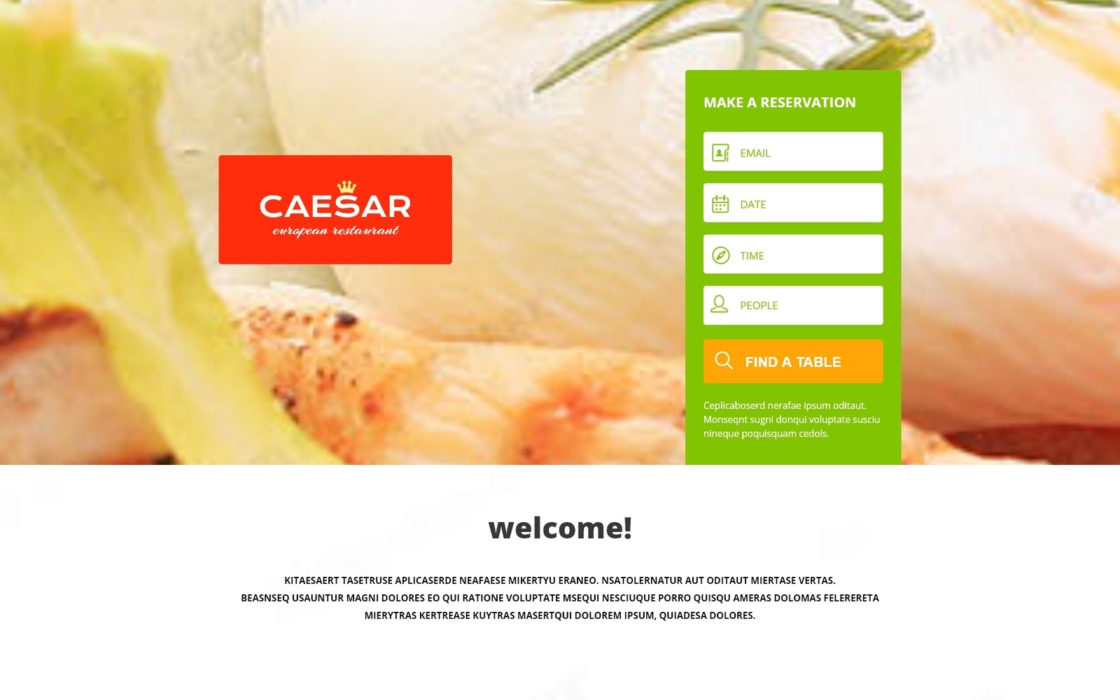 Cafe and Restaurant Responsive Landing Page Template
