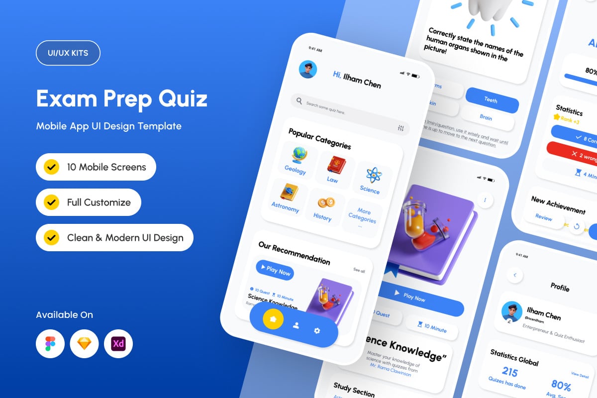 Stadiz – Smart Exam Prep Quiz UI Kit - TemplateMonster