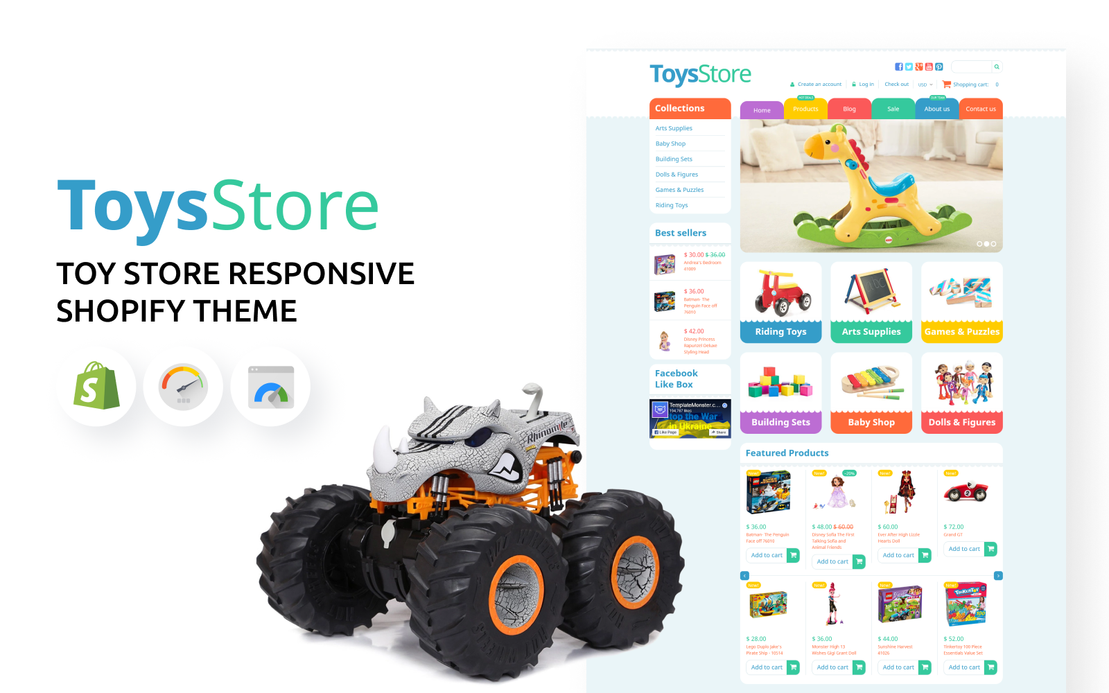 Toy Store Responsive Shopify Theme #55164 - TemplateMonster