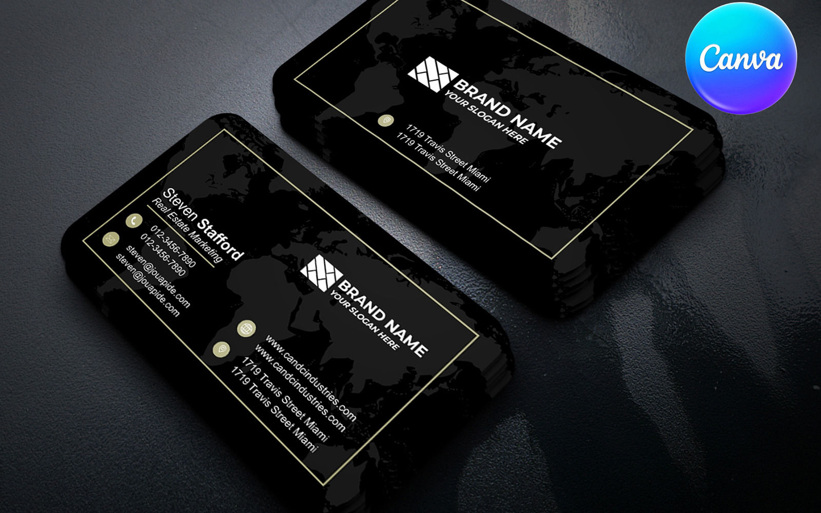 Modern Minimalist Business Card Template for Canva