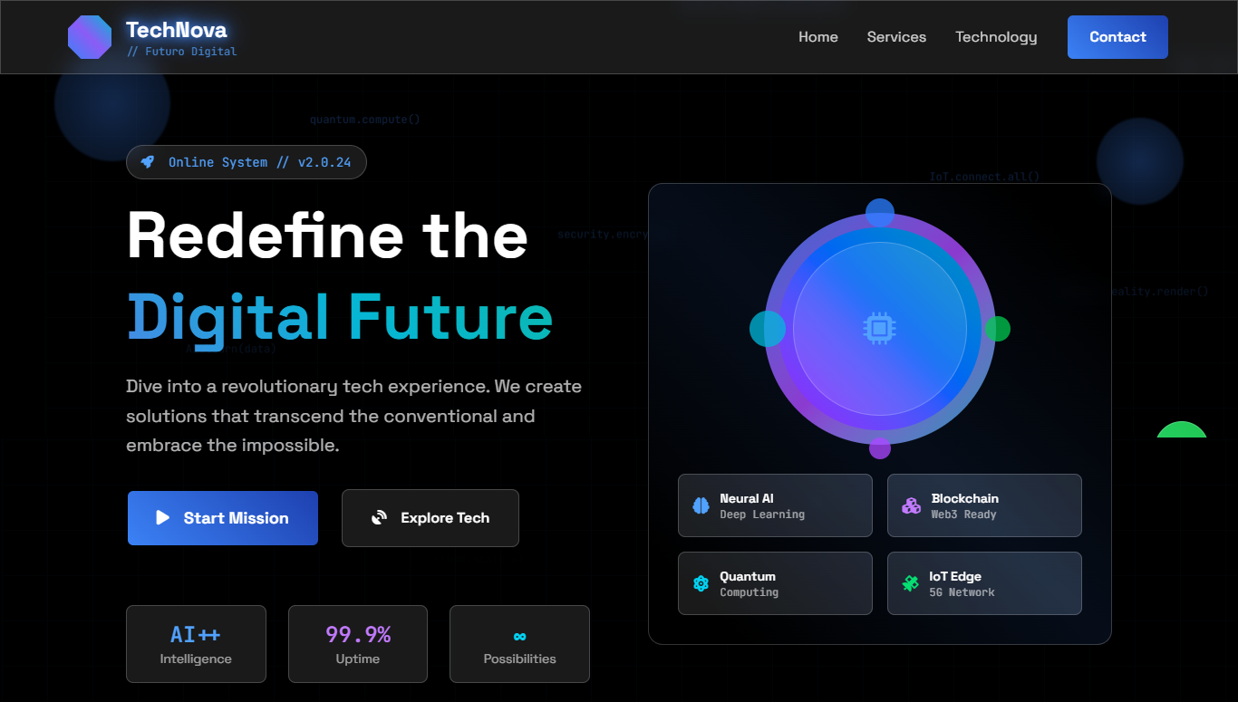 TechNova - Futuristic Cyberpunk HTML Template for Tech Startups