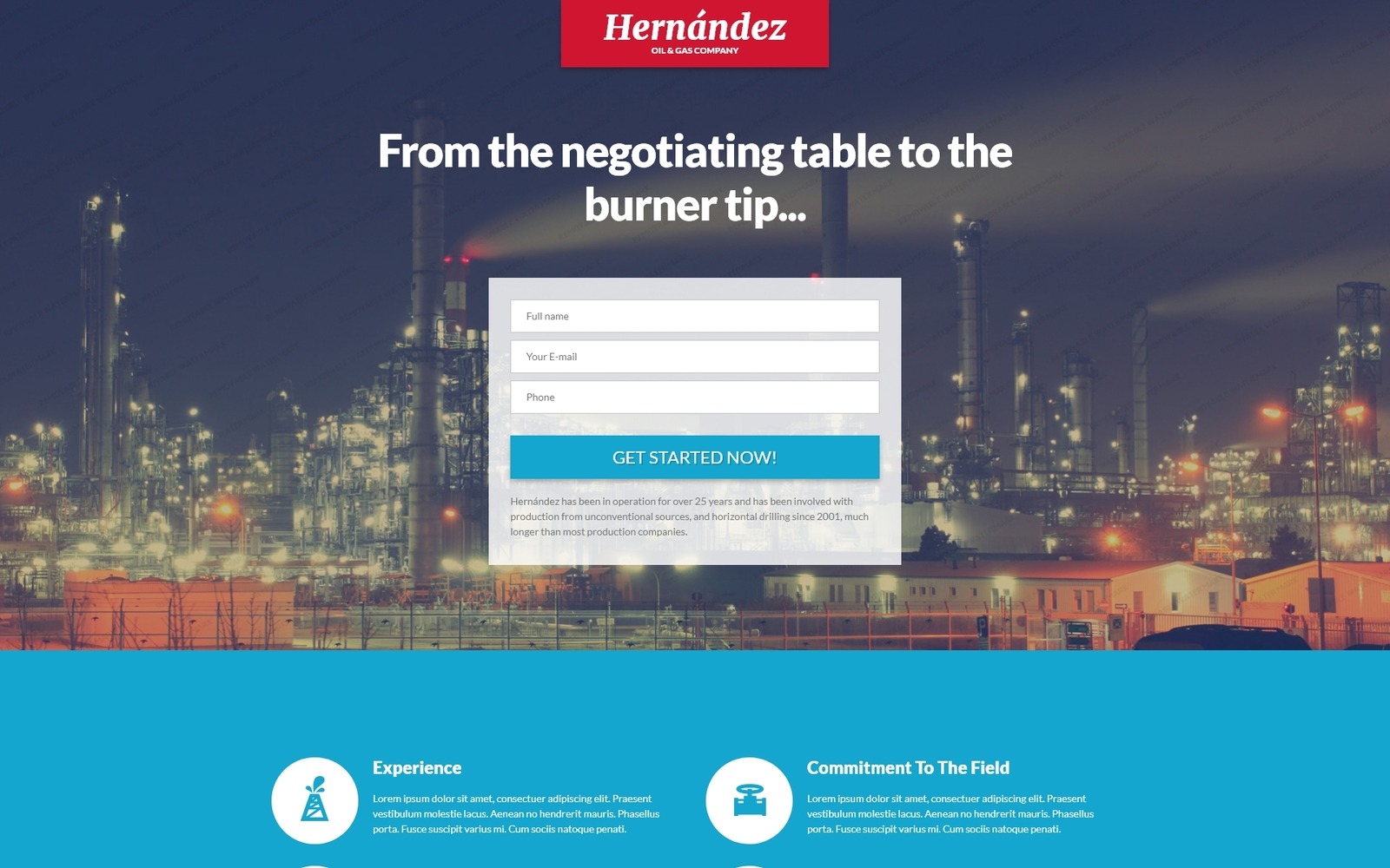 Gas & Oil Responsive Landing Page Template - TemplateMonster