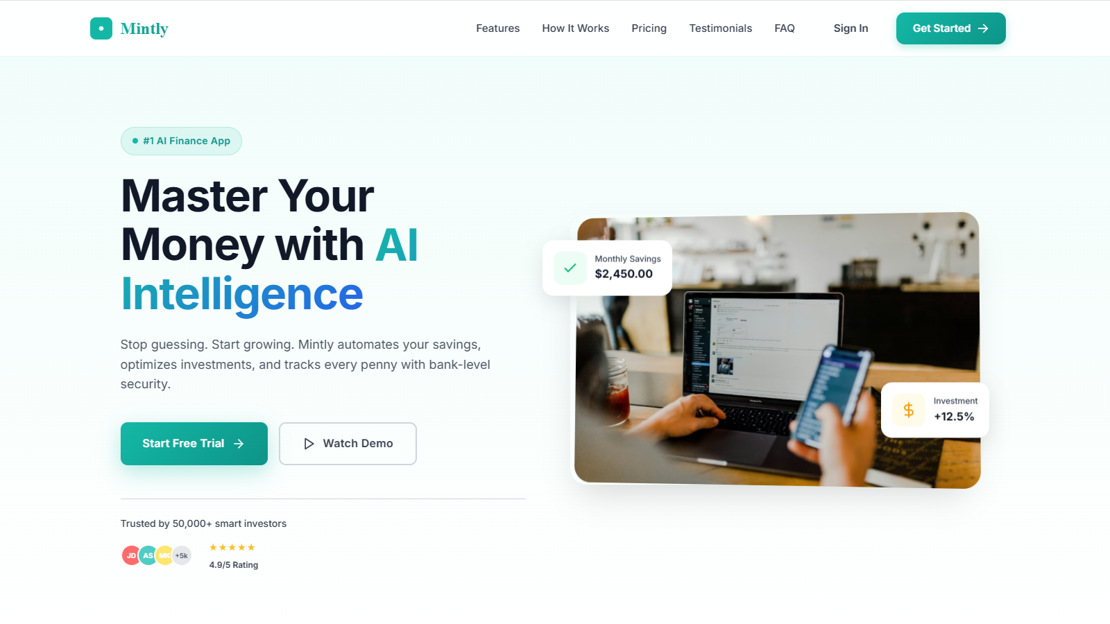Mintly - FREE HTML CSS JS Responsive Landing Page Template