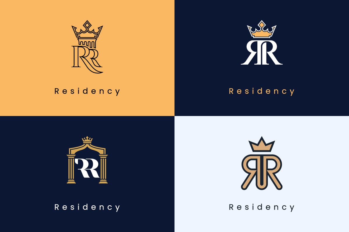 Luxury rr monogram logo bundle royal vector templates