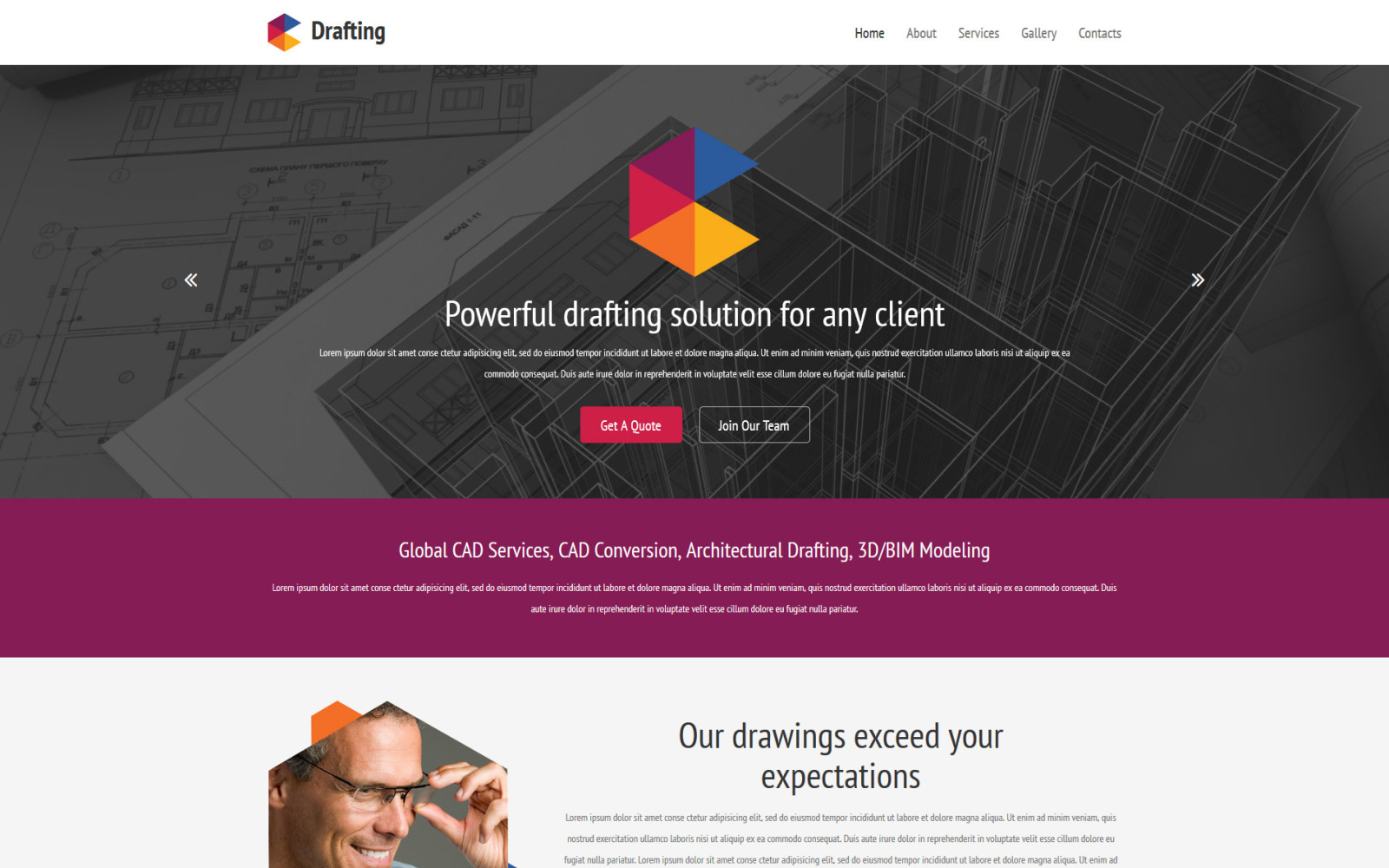 Drafting Responsive Website Template - TemplateMonster