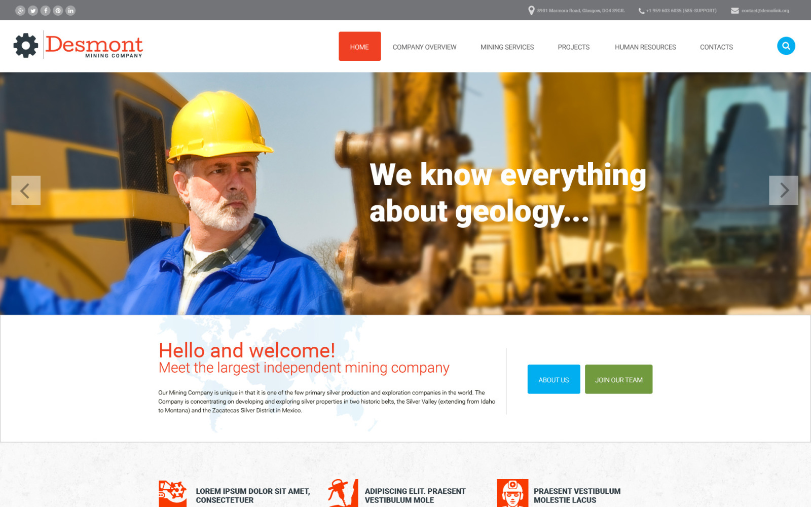 Mining Company Responsive Website Template - TemplateMonster