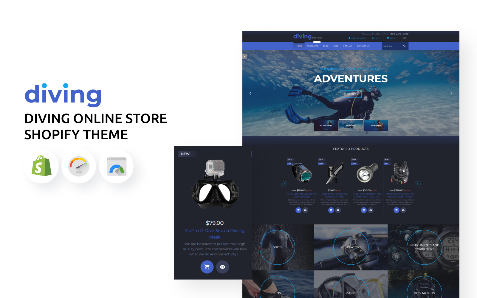 Diving Online Store Shopify Theme #58308 - TemplateMonster