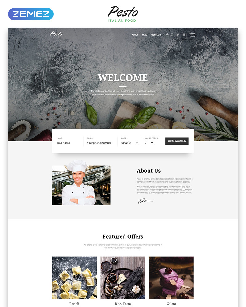 Pesto - Italian Restaurant Multipage Stylish HTML Website Template