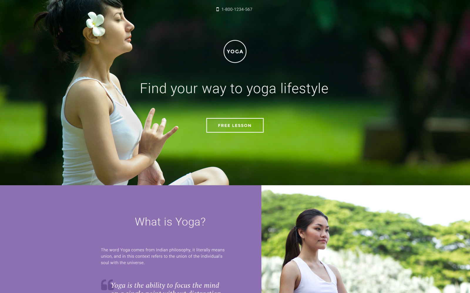 Yoga Responsive Landing Page Template - TemplateMonster