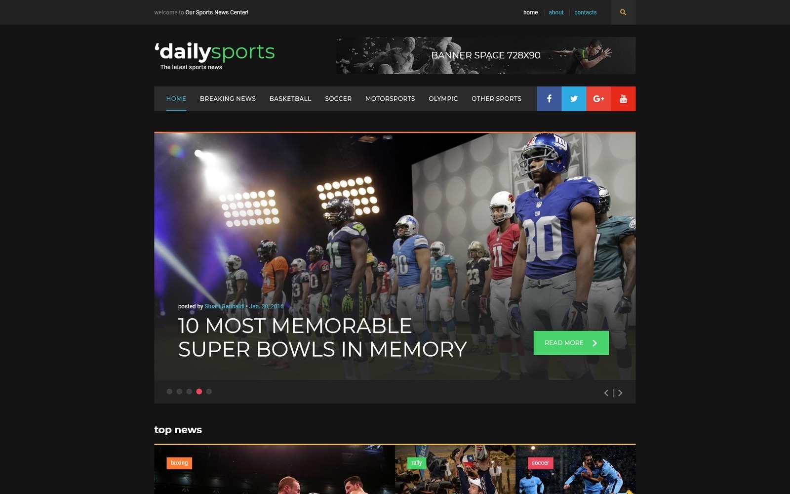 DailySports Website Template #58737 - TemplateMonster
