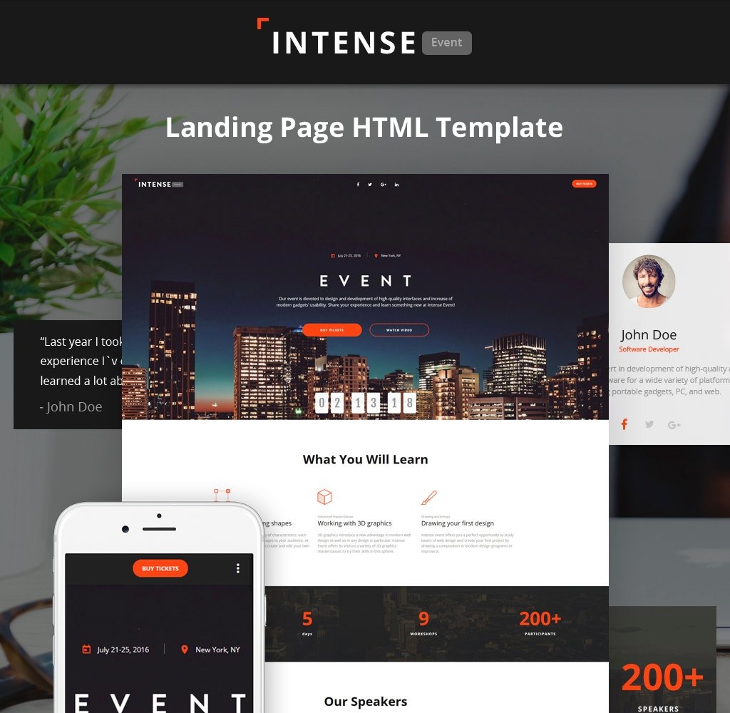 Intense - Event Planner HTML5 Landing Page Template