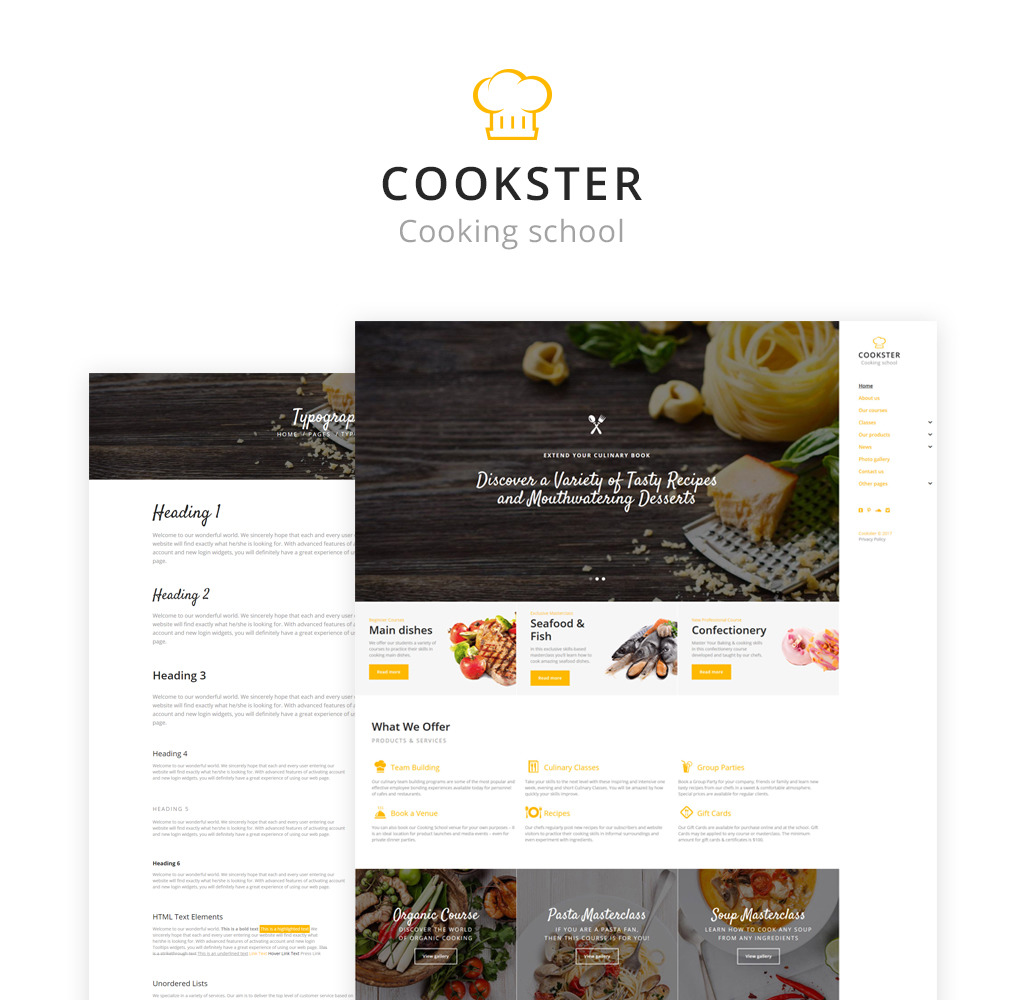 Cookster - Cooking School Responsive Multipage Website Template