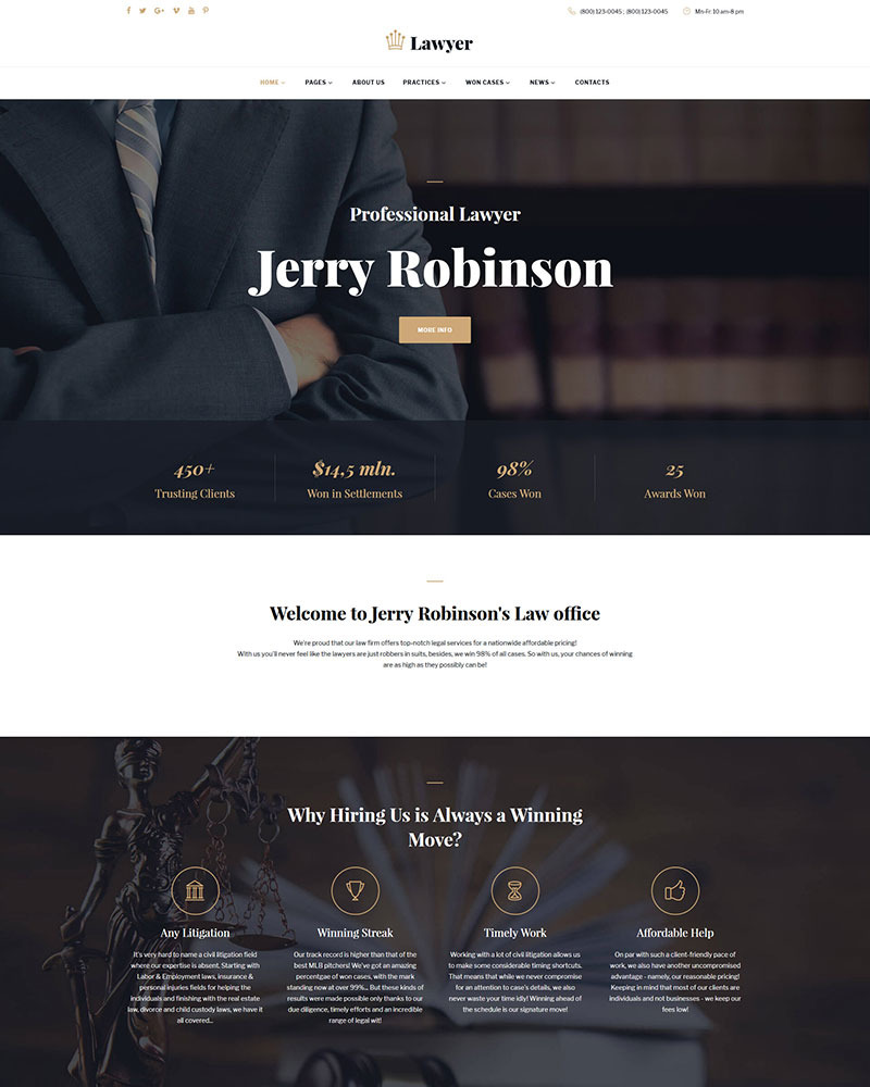 Lawyer & Attorney Multipage Website Template