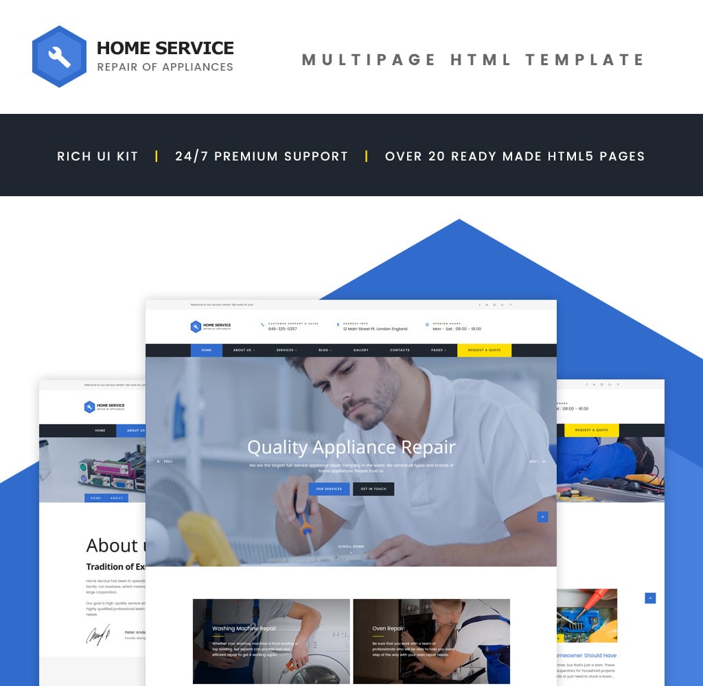Home Appliance Repair Service Multipage Website Template