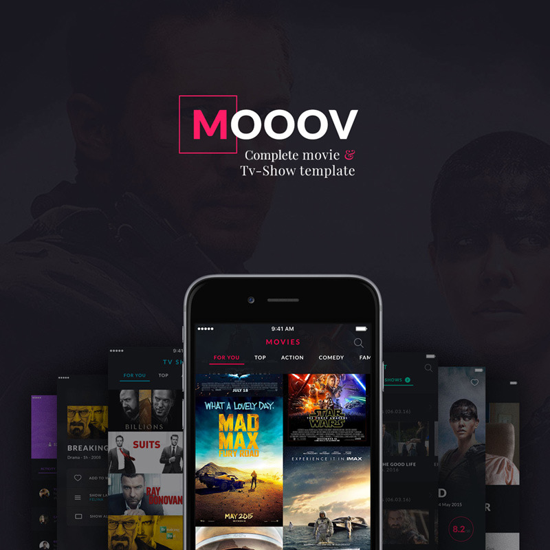 MOOOV Movie & Tvshow mobile template UI Elements